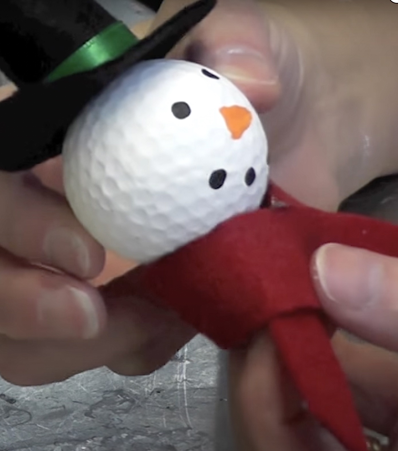 Golf Ball Snowman Christmas Tree Ornament with Video - Craft Klatch