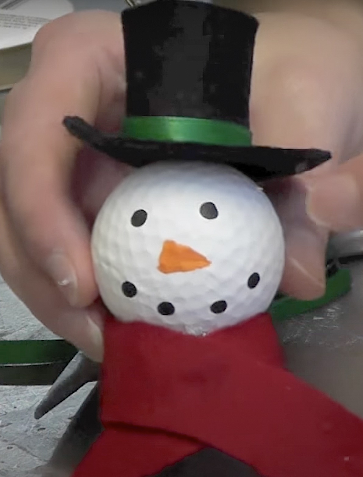 Golf Ball Snowman Christmas Tree Ornament with Video - Craft Klatch