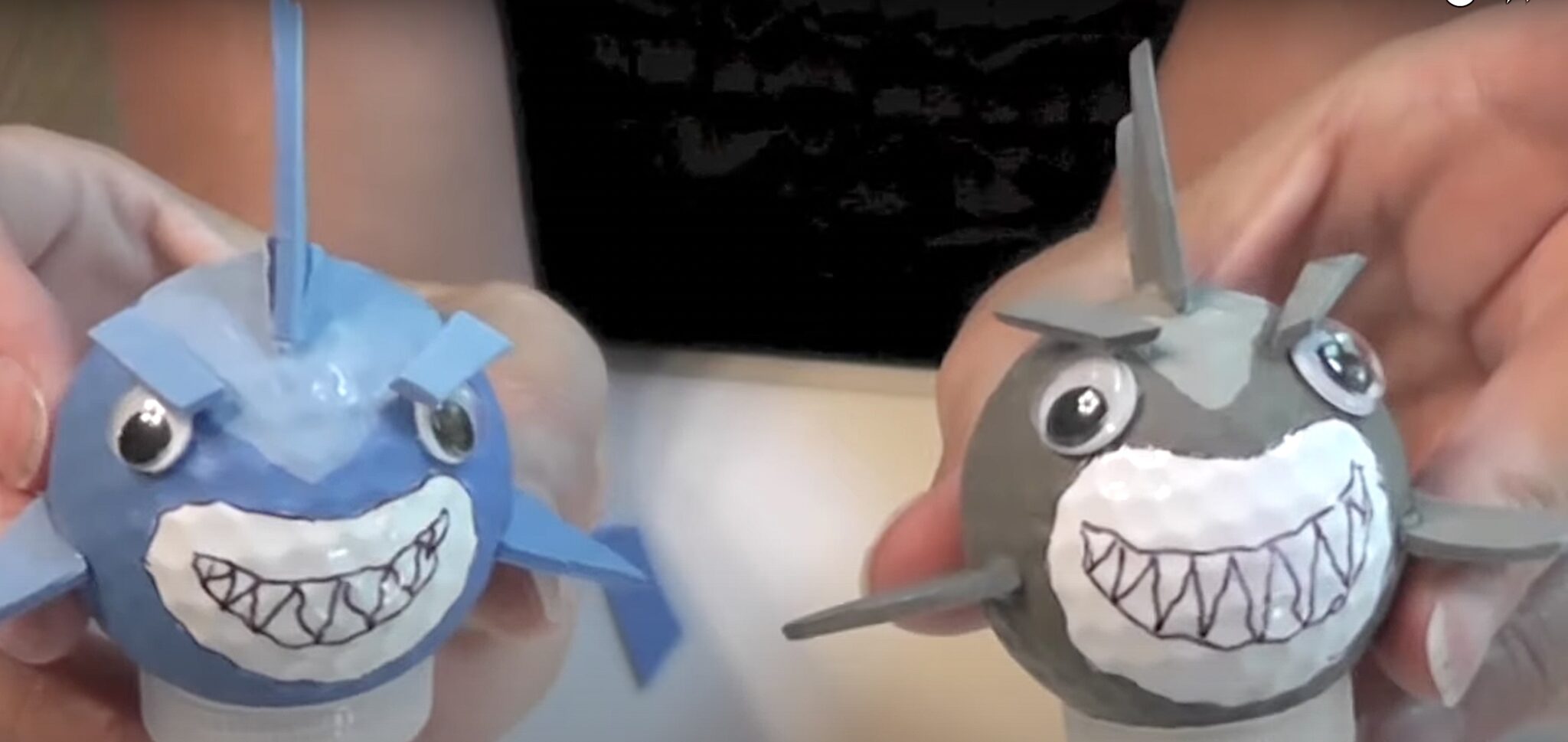 How To Make Sharks | Golf Ball Recycling Craft for Shark Week - Craft ...