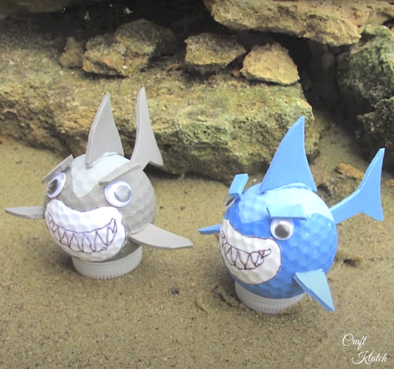How To Make Sharks | Golf Ball Recycling Craft for Shark Week - Craft ...