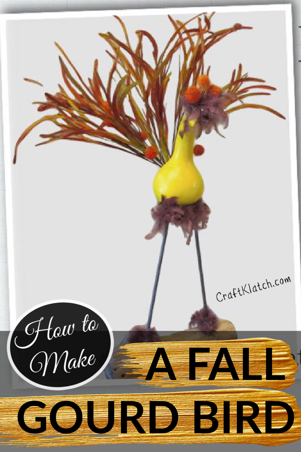 Fall Gourd Bird DIY Craft Tutorial ~ Craft Klatch - Craft Klatch