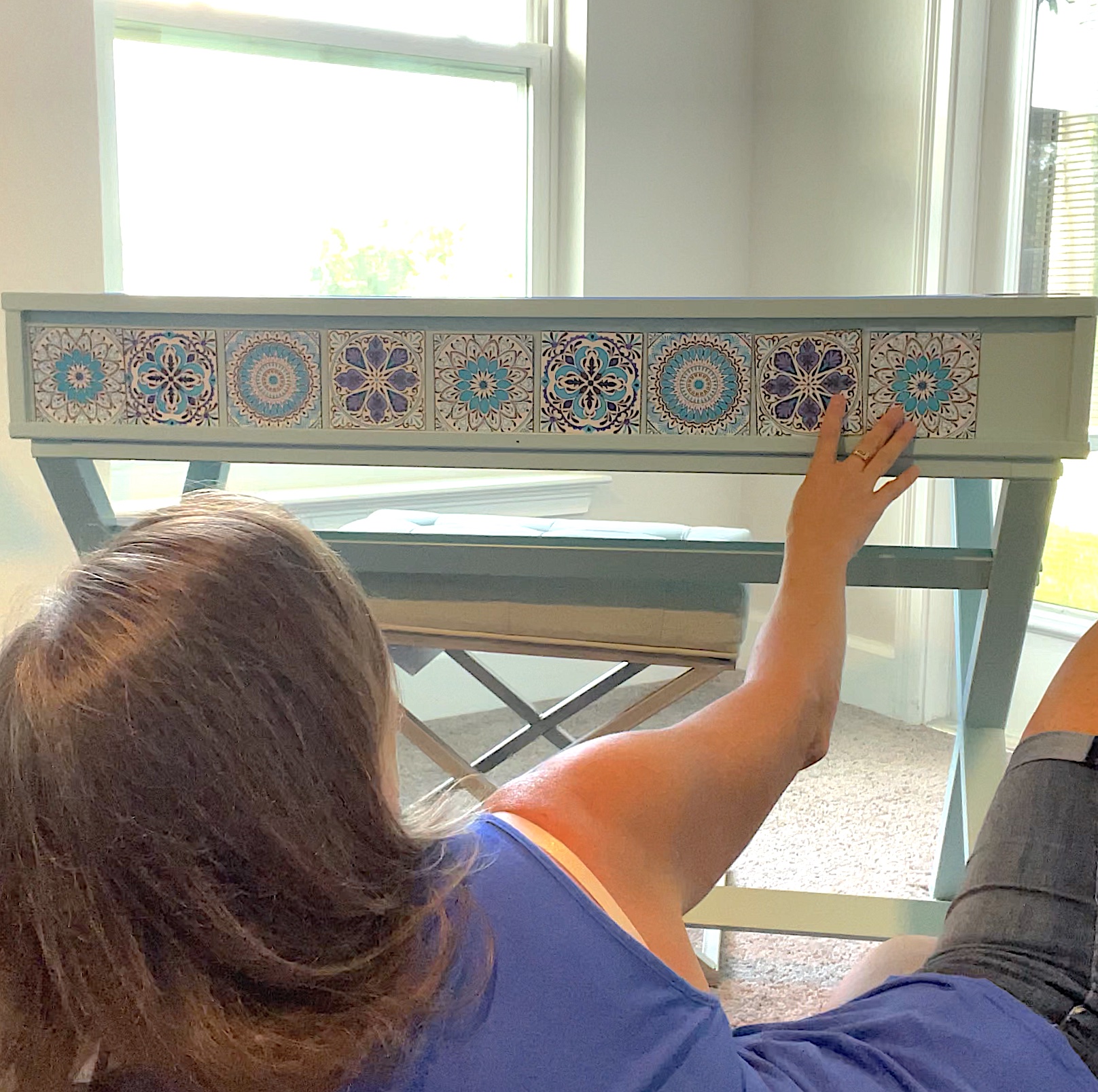 Tile Stickers for a Desk Makeover DIY - Craft Klatch