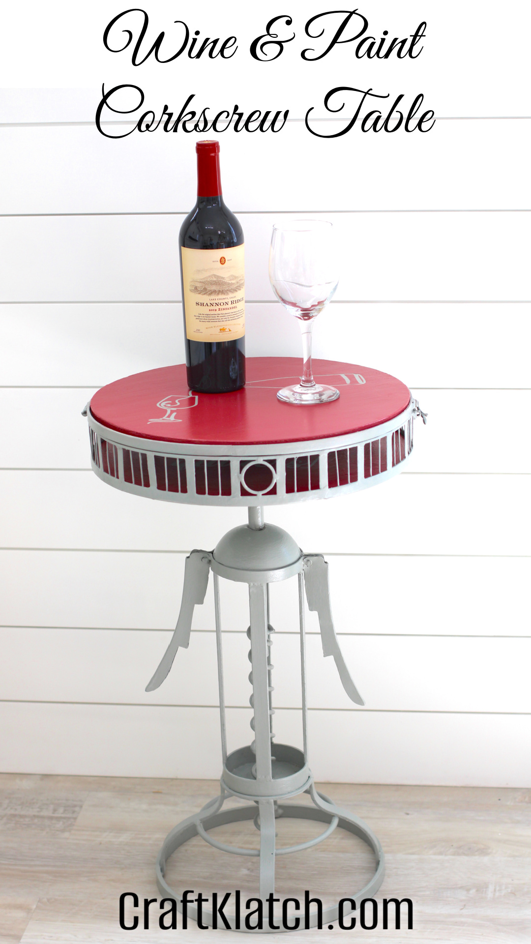 Wine and Paint Corkscrew Table Makeover - Craft Klatch