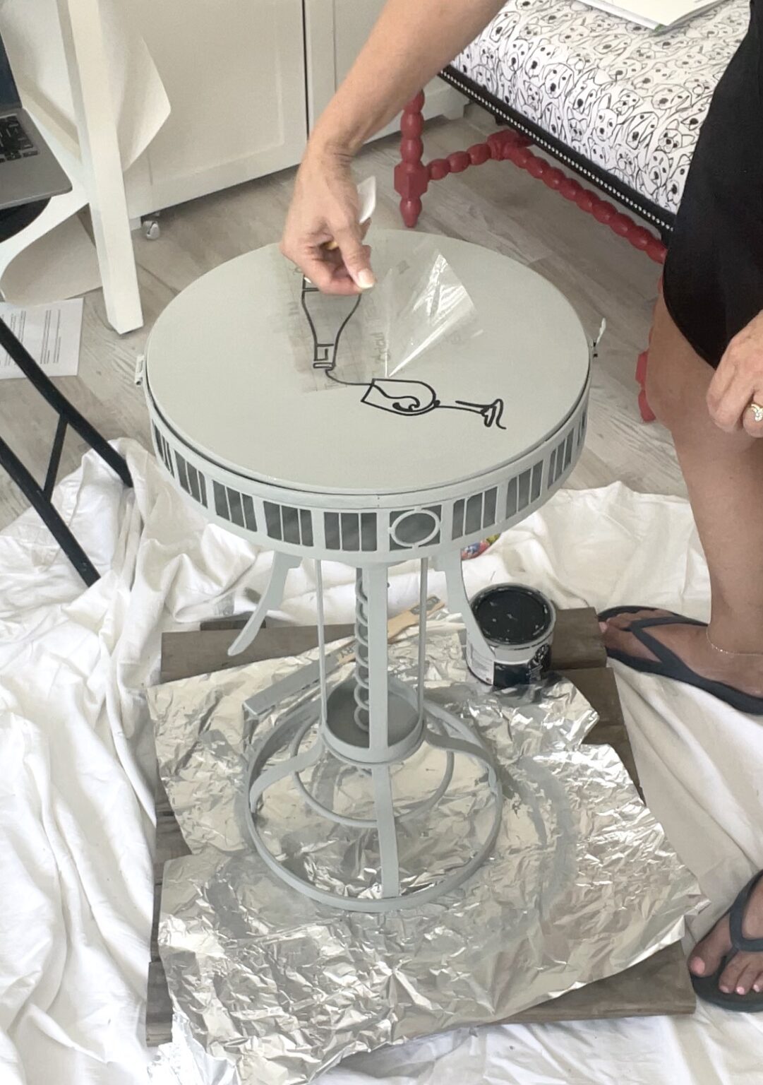 Wine and Paint Corkscrew Table Makeover - Craft Klatch