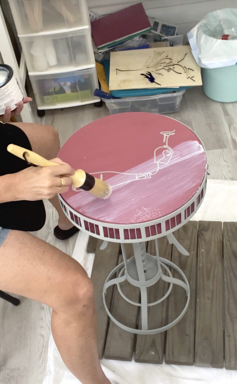 Wine and Paint Corkscrew Table Makeover - Craft Klatch