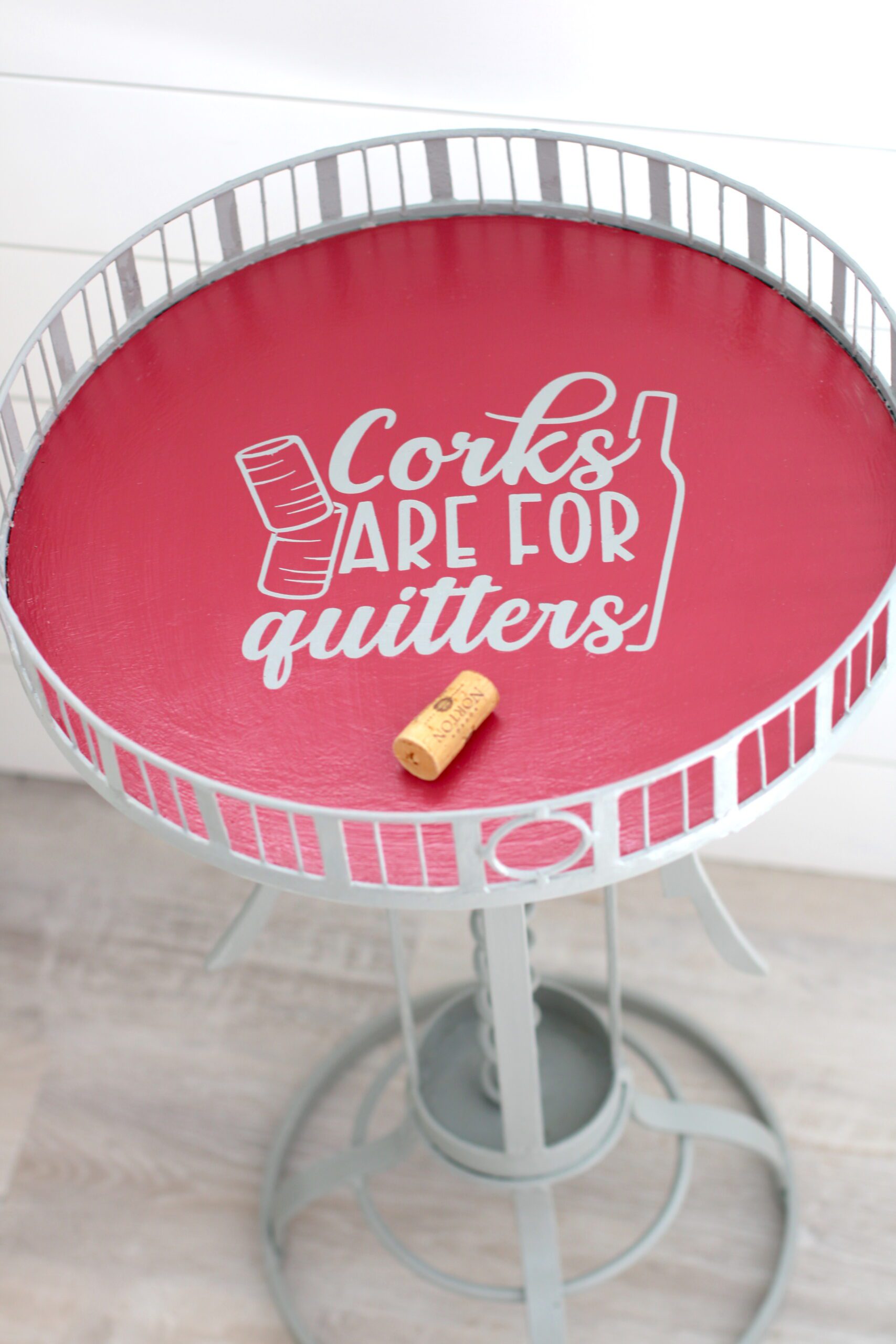 Wine and Paint Corkscrew Table Makeover - Craft Klatch