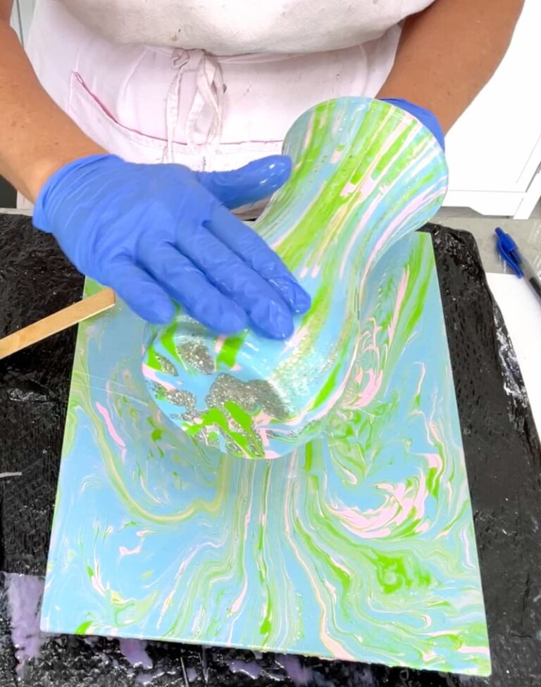 5 Steps to Create a Pretty Vase with Acrylic Paint Pour DIY - Craft Klatch